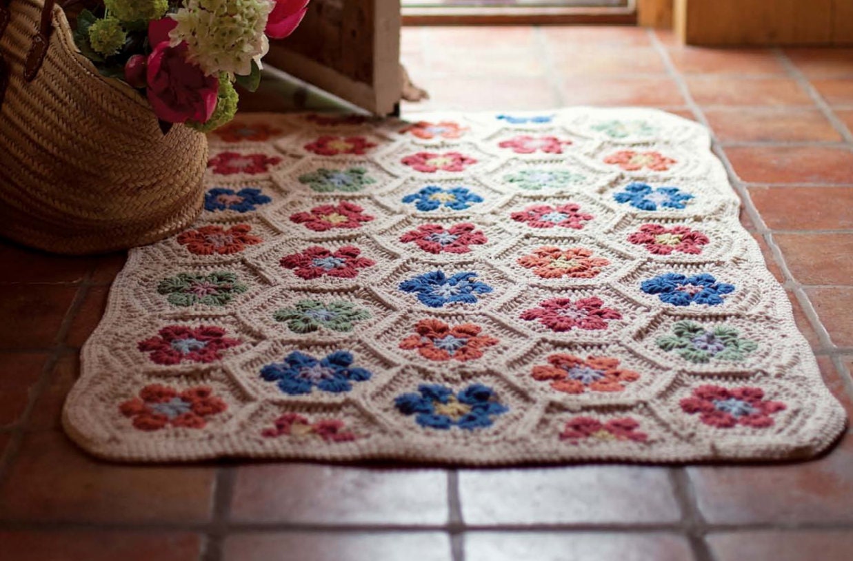 CROCHET PATTERN Rug Flower Chunky Yarn Instant PDF Download | Etsy