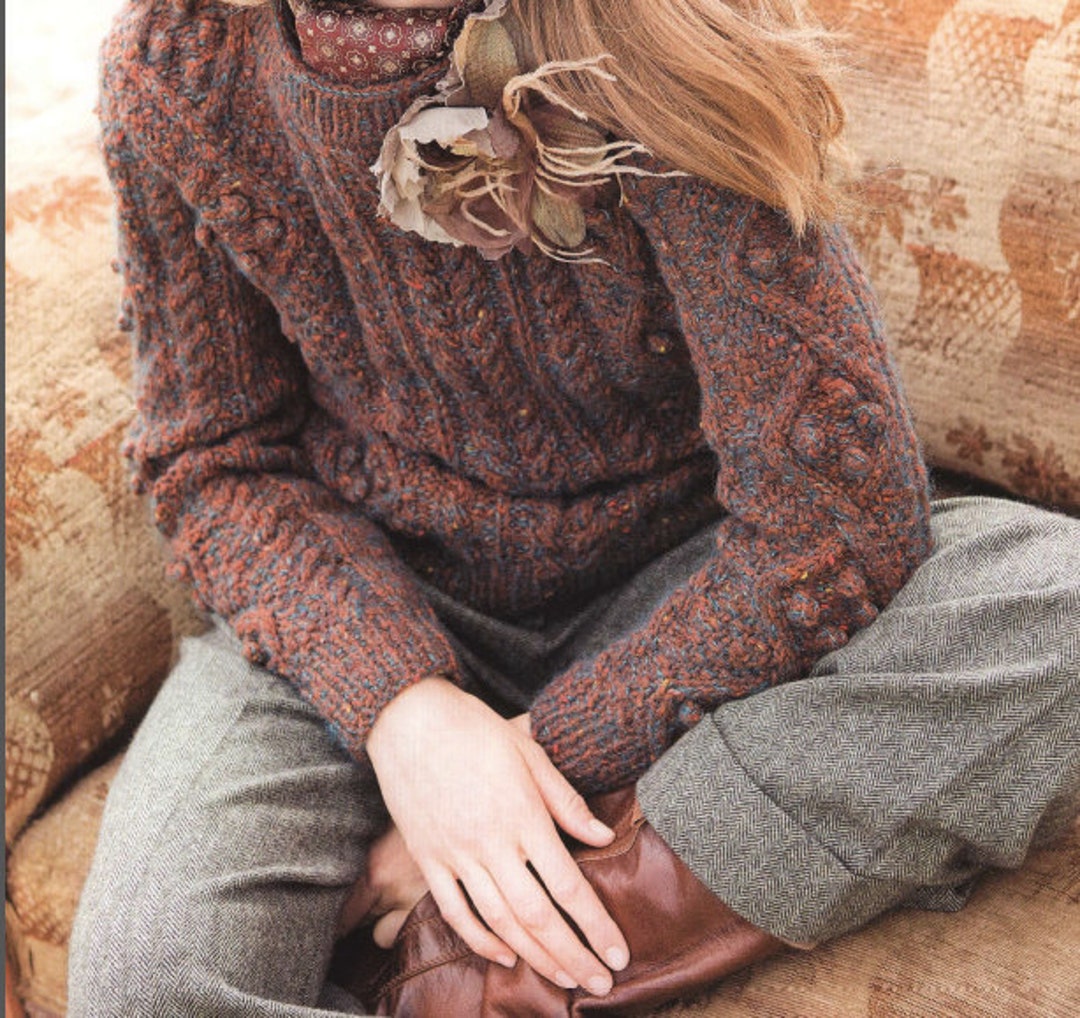 KNITTING PATTERN Aran Cable Sweater Women/marled Cable Pullover Knit ...