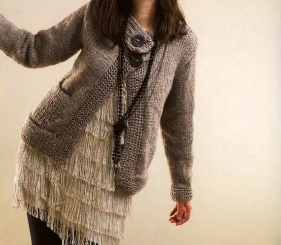 Coat Jacket KNITTING PATTERN Women/bulky Yarn Easy Cardigan - Etsy