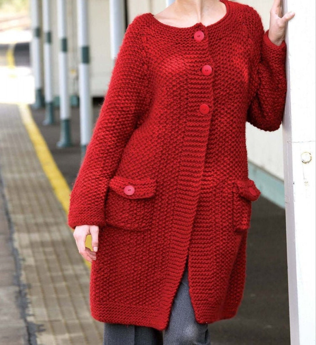 STRICKANLEITUNG Mantel Jacke Pullover Damen/Super voluminöses Garn ...