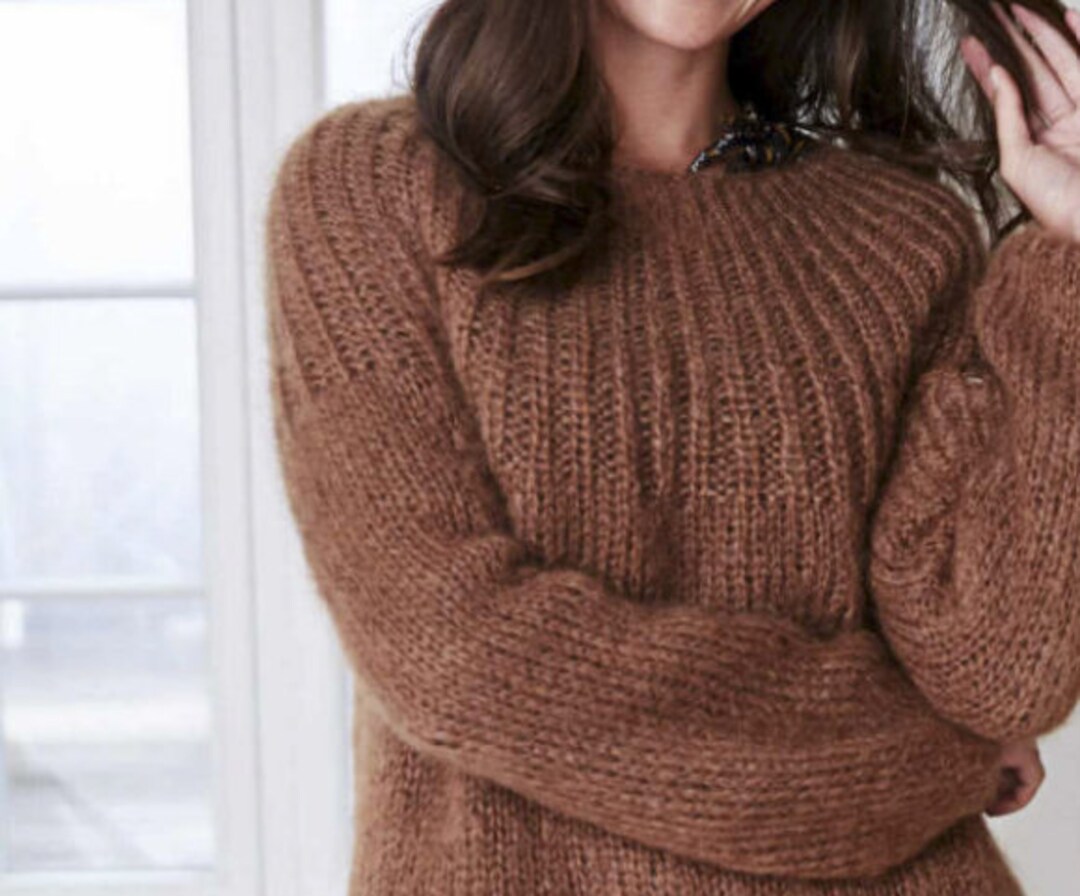 Ribbed Raglan Top KNITTING PATTERN Women/featherlight Mohair Yarn ...