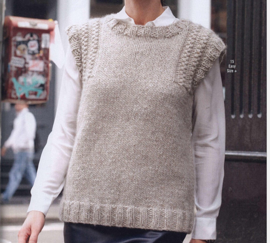 Chunky Vest Top KNIT PATTERN Chunky Yarn X Tank Top Sleeveless Sweater ...