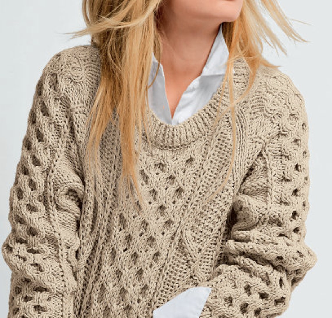 KNITTING PATTERN Irish Aran Sweater Women/worsted Yarn Cable - Etsy