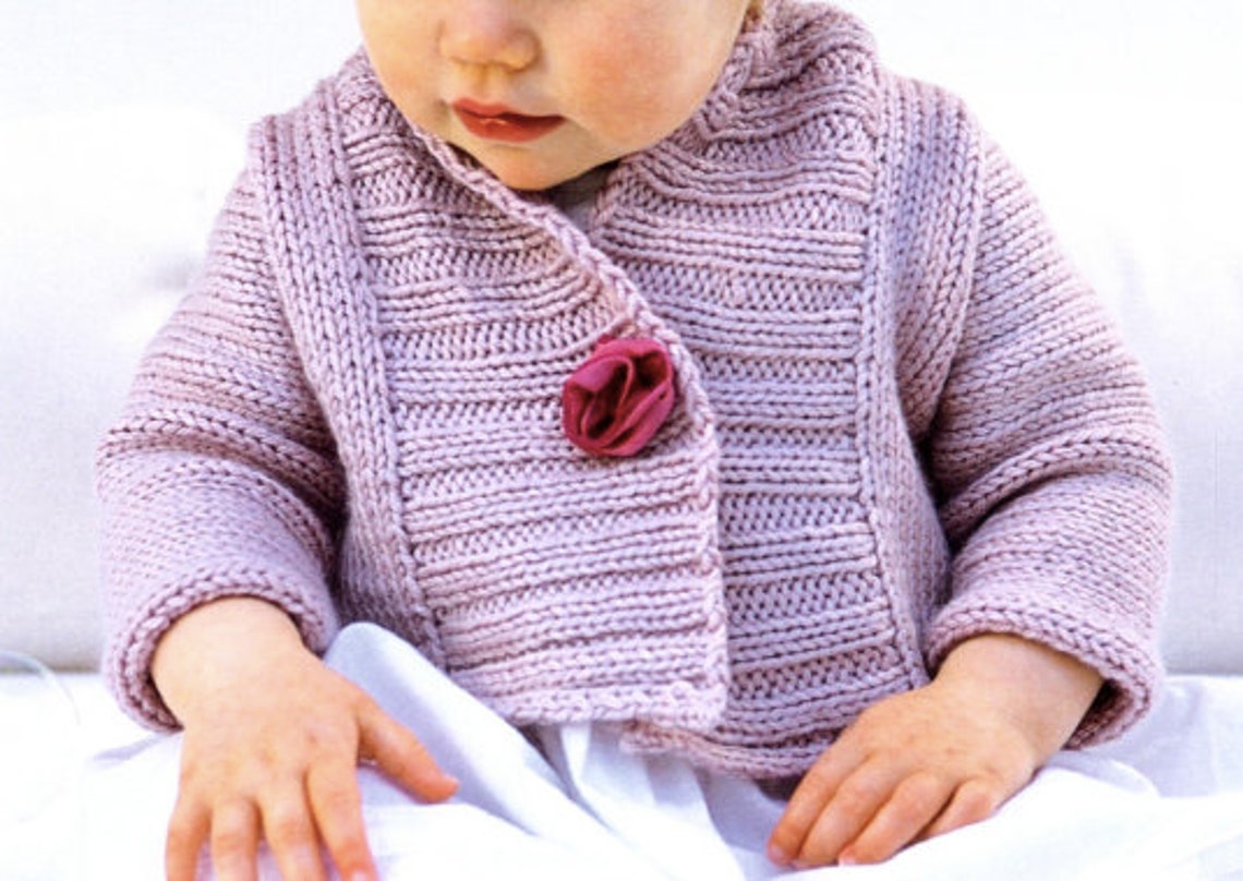 KNIT PATTERN Easy Baby Jacket Toddler Child Kid Knit Top -- Sizes 0-3 ...