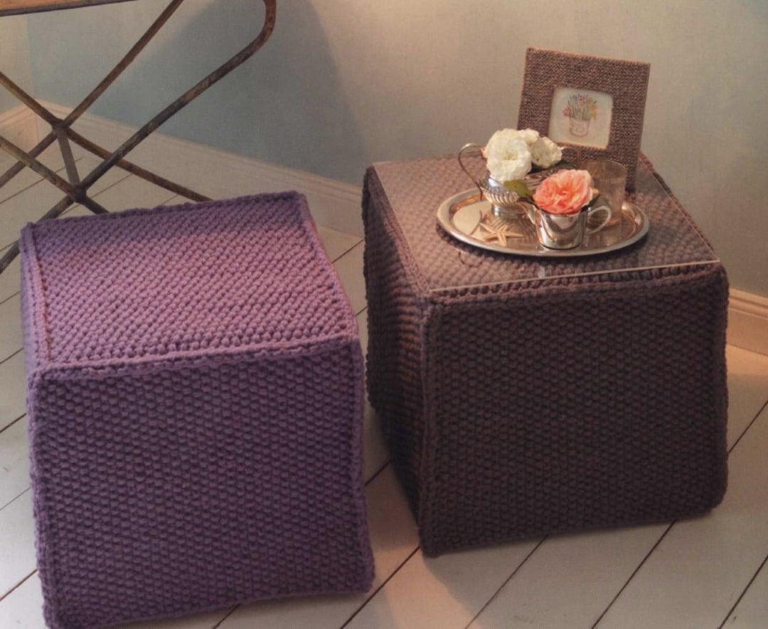 Easy Beginner Stool Cover Pattern Poof KNITTING PATTERN Super Chunky ...