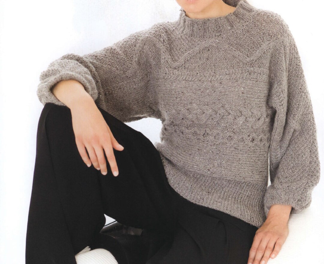 KNITTING PATTERN Cable Aran Sweater Women/aran Cable Pullover Knit ...