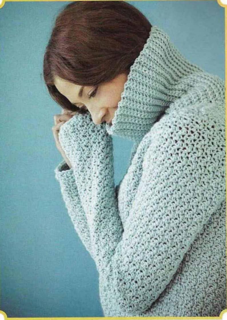 CROCHET PATTERN Sweater Women Turtleneck/aran Medium Yarn - Etsy
