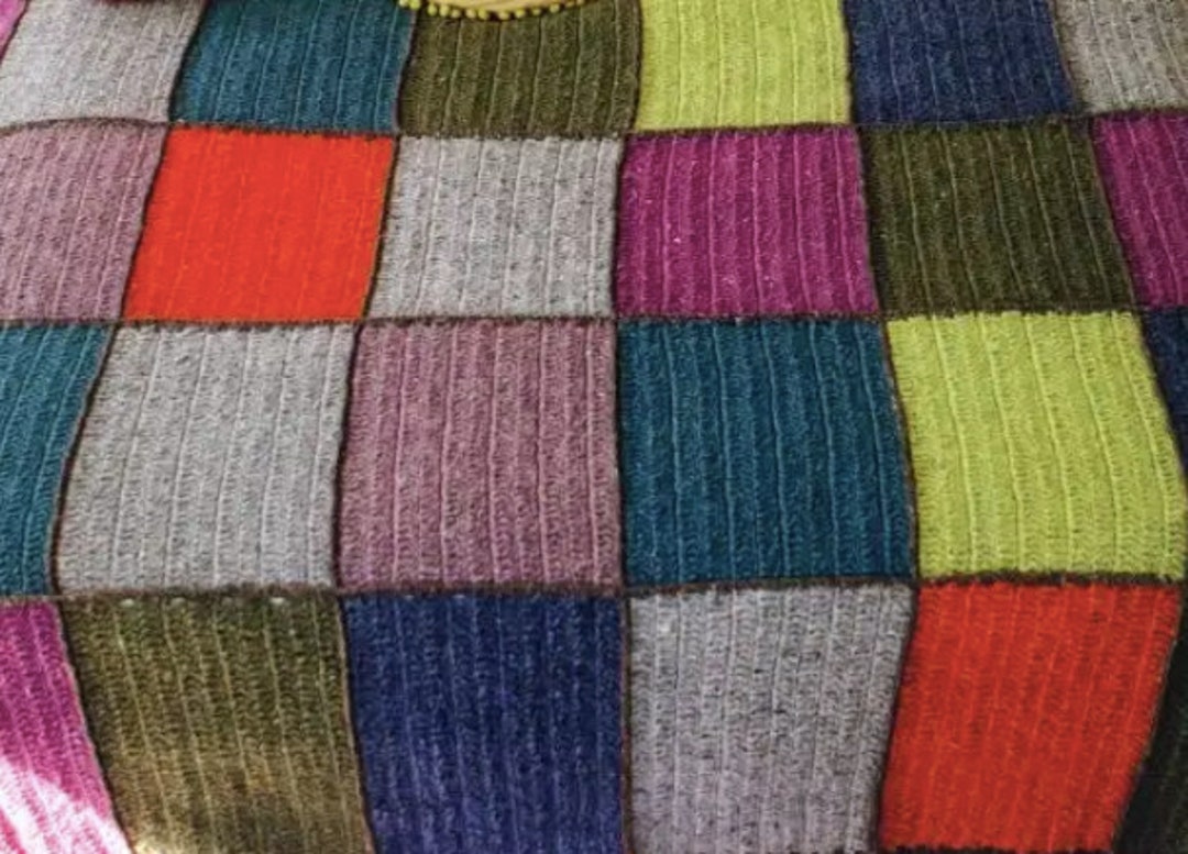 Easy Patchwork Afghan Throw Crochet Pattern - Vintage Colourful Throw ...