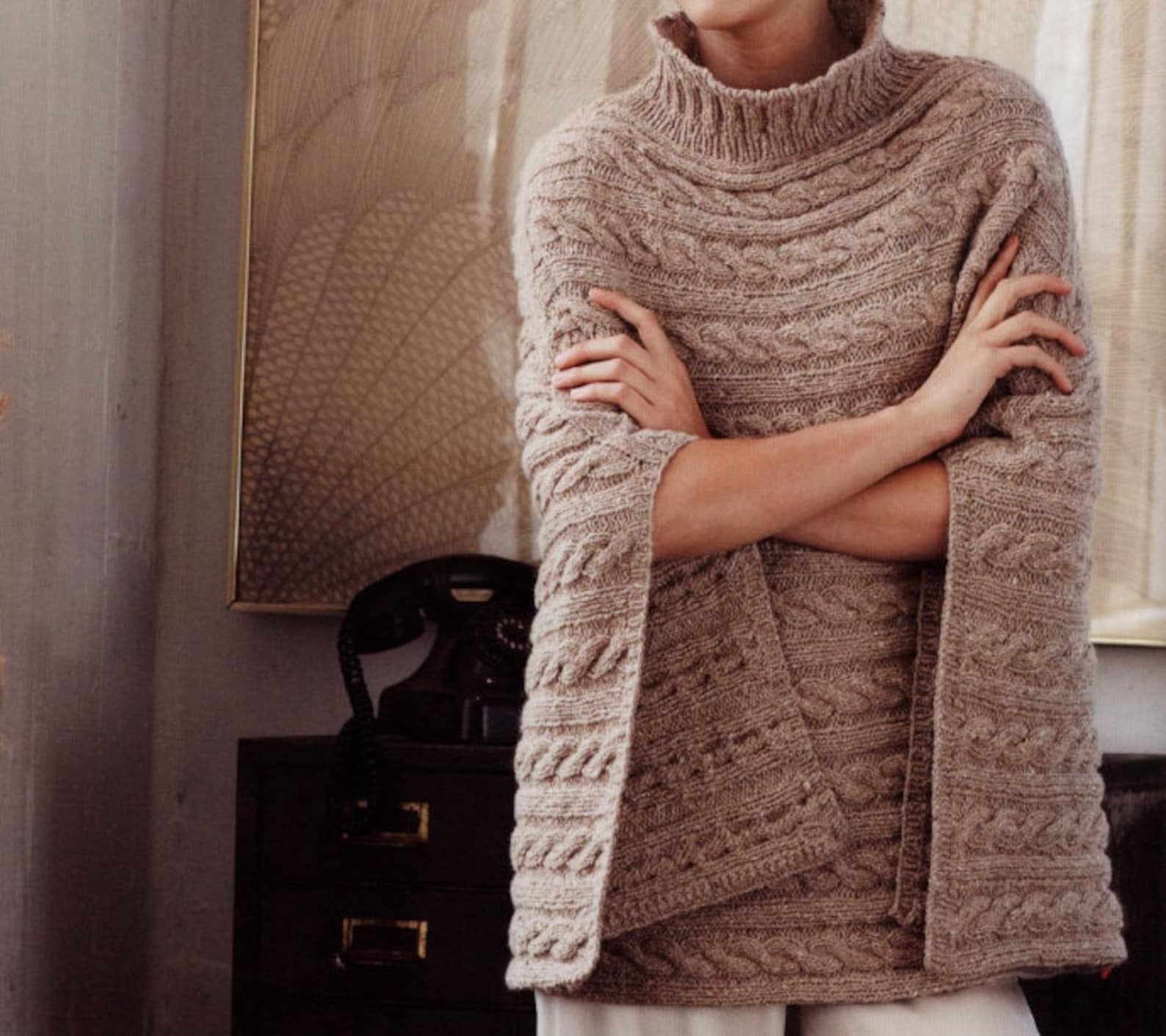 Cable Poncho KNITTING PATTERN Women/vintage Knit | Etsy