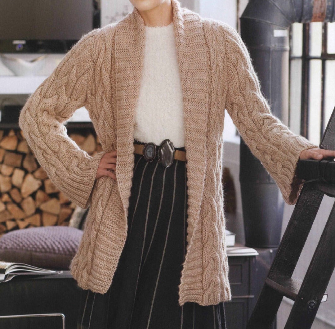 Cable Jacket Coat KNITTING PATTERN Women/cardigan Knit Vintage Pattern ...
