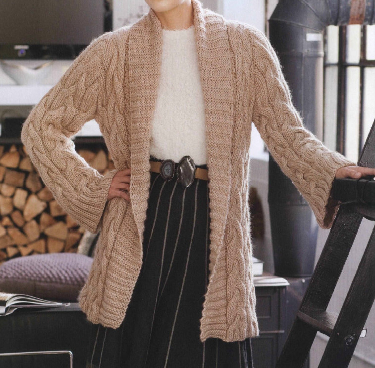 Cable Jacket Coat KNITTING PATTERN Women/cardigan Knit Vintage - Etsy