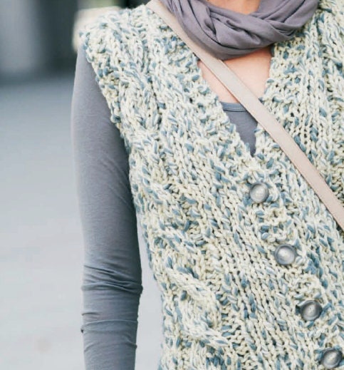 PDF KNITTING PATTERN Easy Chunky Cable Vest Jacket Women/easy Knit ...