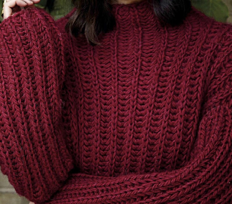 Chunky Brioche Rib Top Sweater KNITTING Pattern/loose - Etsy