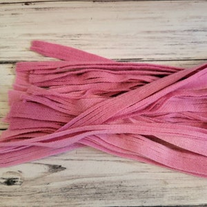 100 4, 6 or 8 Raspberry Hand Dyed Strips for Rug Hooking, Washed Wool ...