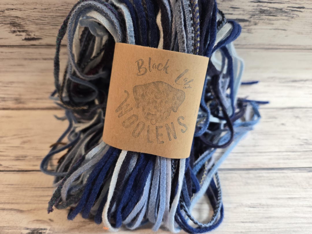 Blue Grab Bag, 100 #4 Blues Texture Bundle Rug Hooking Strips, Hand ...