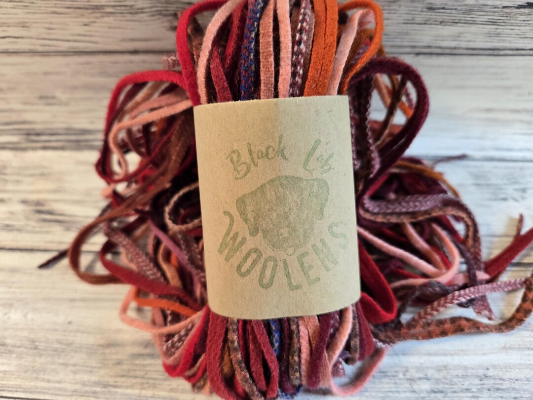 Red Grab Bag 4 100 Red Bundle Wool Strips for Rug Hooking, Washed Wool ...