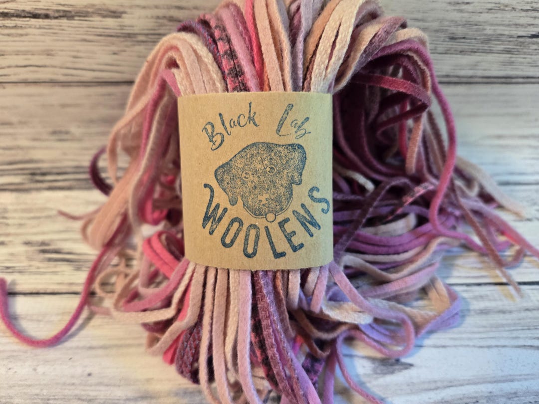 Pink Grab Bag #4 Wool Strips for Rug Hooking, 100 #4 Rug Hooking Washed ...