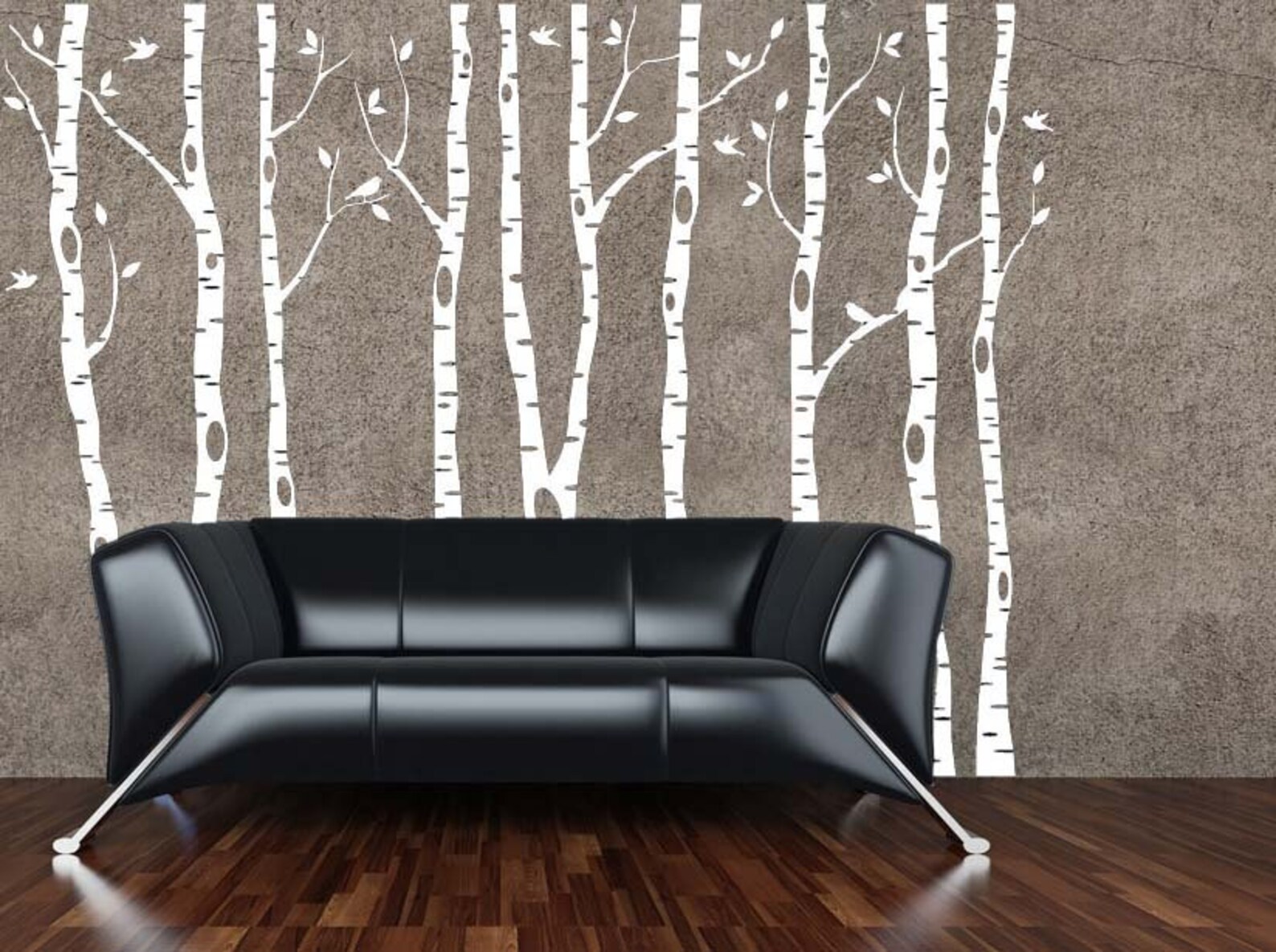 Birch Tree Wall Decal Aspen Artwork Branch Decor Leaf Vinyl Etsy