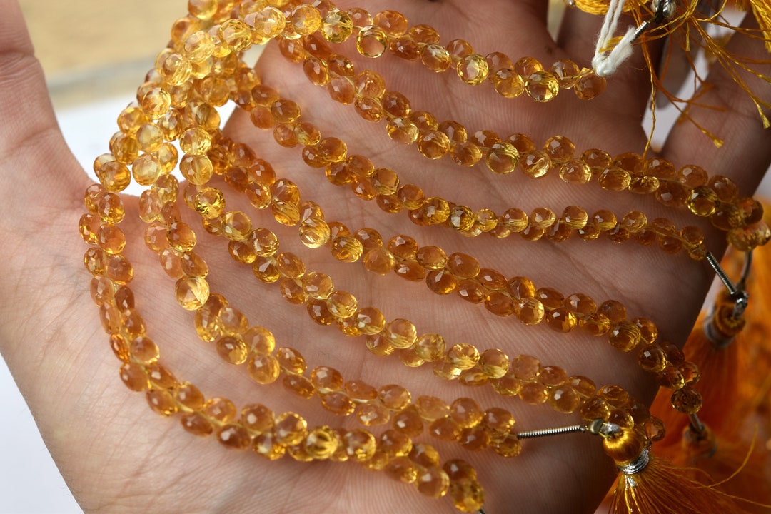 7 Inches Strand, Gorgeous Quality, Natural Citrine Faceted Onion Shape ...