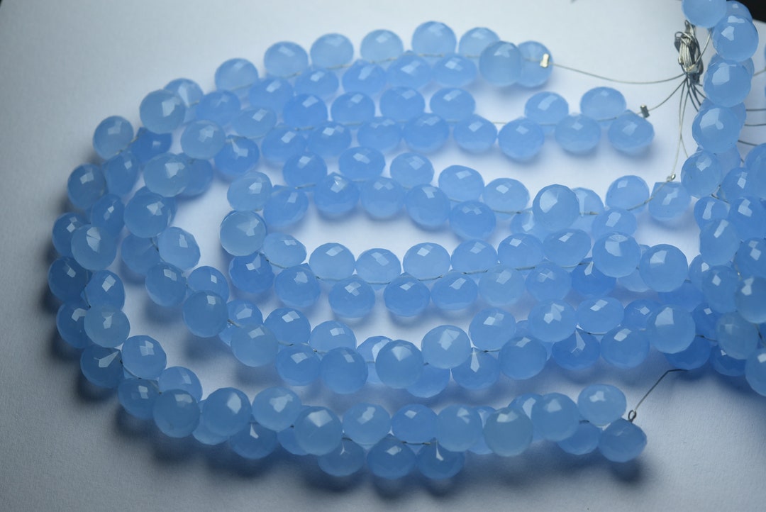 7 Inch Strand,Super Quality Holly Blue Quartz Faceted Onion Shaped ...