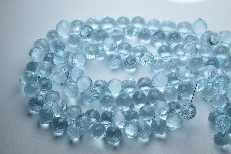 7 Inch Strandsuper Quality Sky Blue Quartz Faceted Dew Drops - Etsy