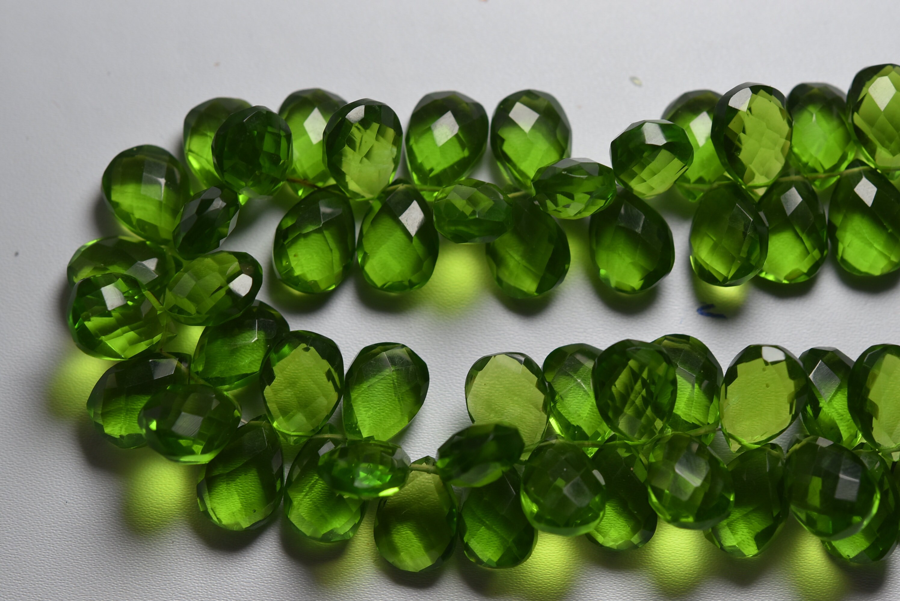 10 Pics ,super Quality Peridot Green Quartz Faceted Pear Shaped ...