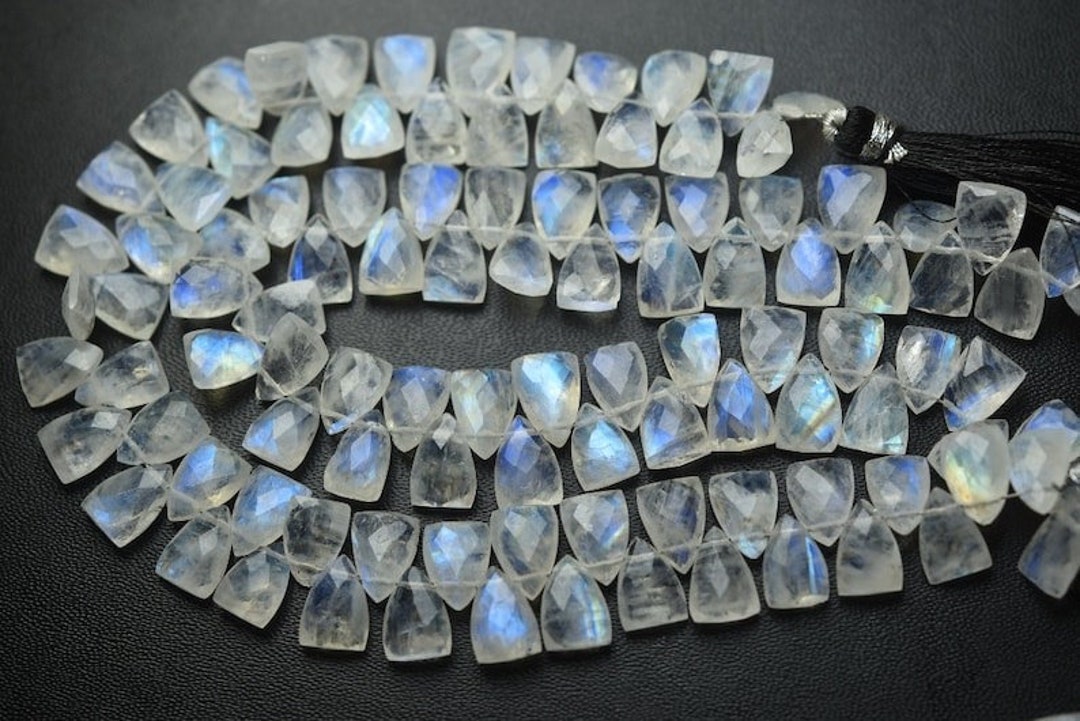 10 Picsblue Flash Natural Rainbow Moonstone Faceted Trillion - Etsy