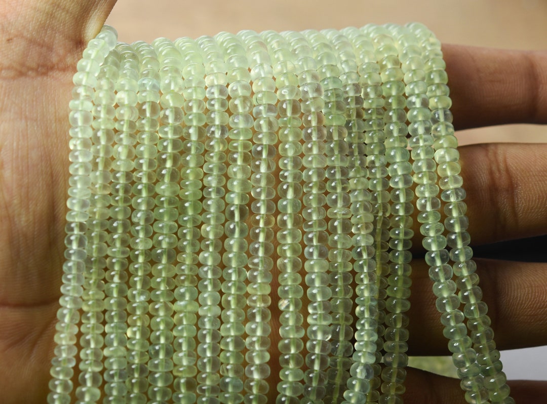 14 Inches Strand, AAA Quality, Natural Green Prehnite Faceted Rondelles ...