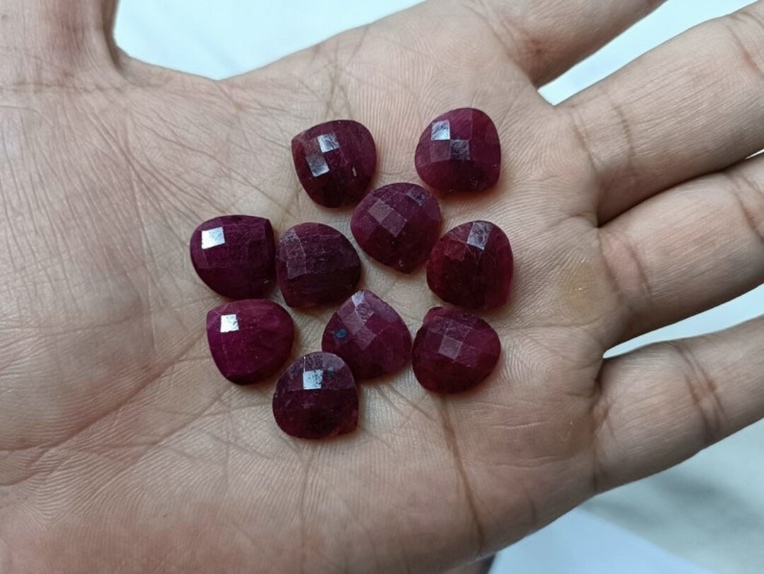 10 Pics,natural Dyed Ruby Faceted Heart Shaped Briolettes Shape.size ...