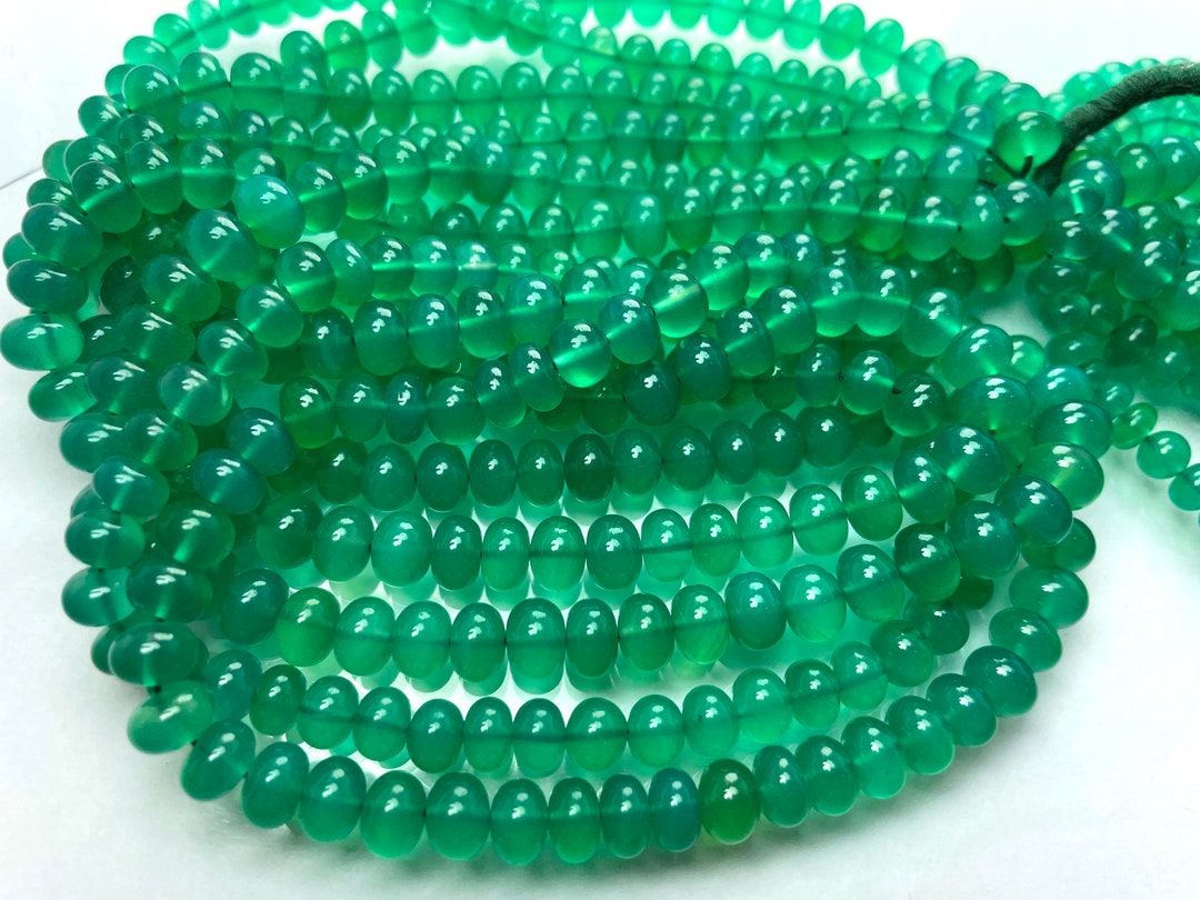 16 Inches Strands, Super Quality Natural Green Onyx Smooth Rondelles ...