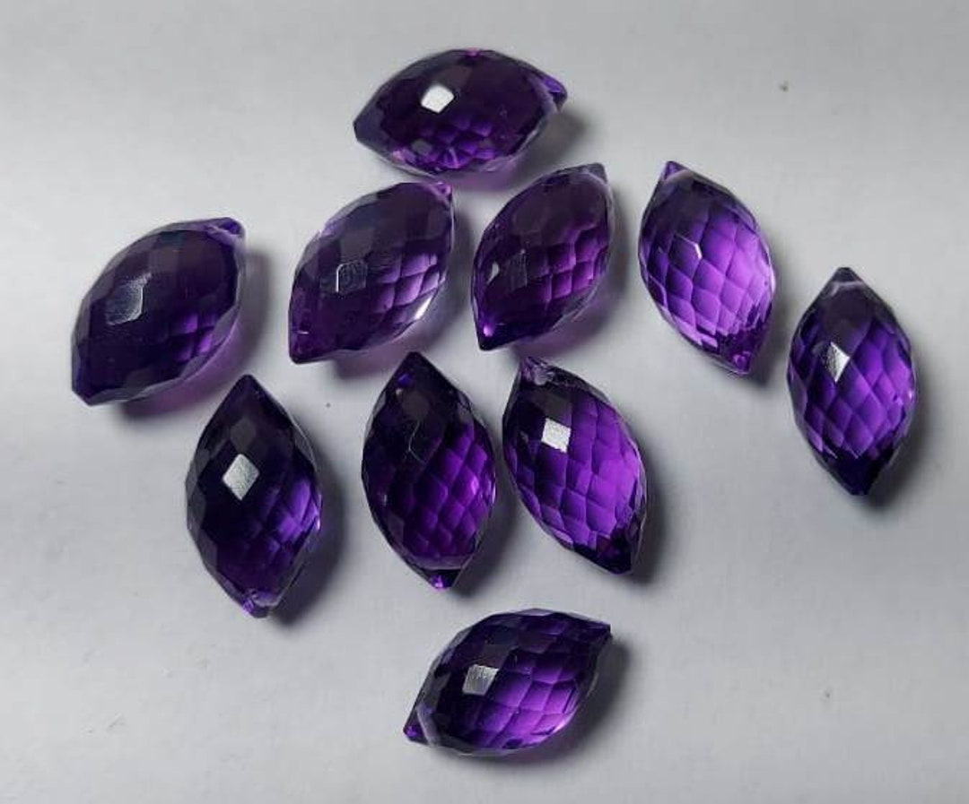 5 Matched Pair, Purple Hydro Quartz Dew Drops Shape Faceted Briolettes ...