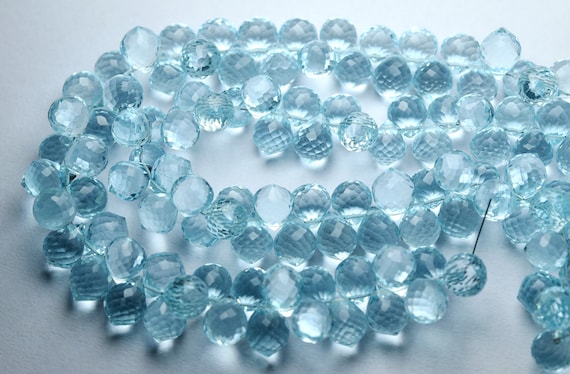 7 Inch Strandsuper Quality Sky Blue Quartz Faceted Dew Drops - Etsy