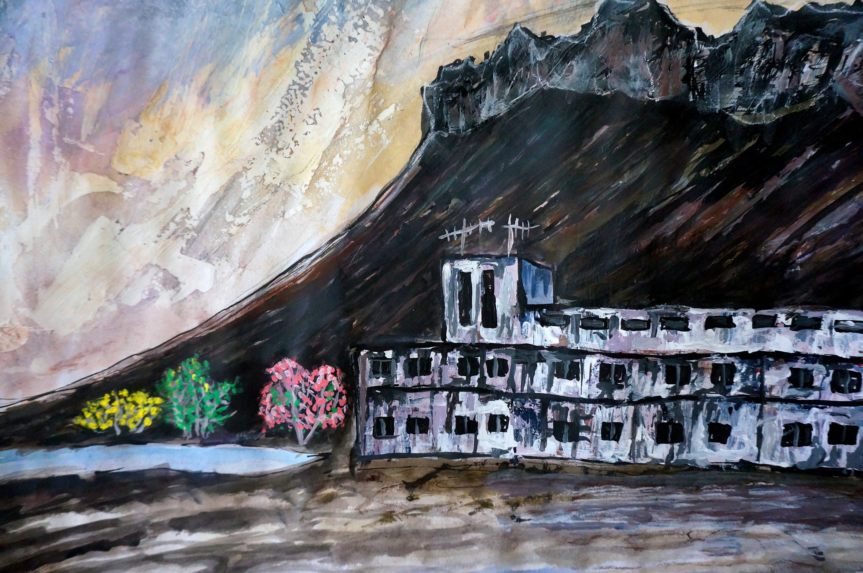 Old Fish Factory Painting, Abandoned Building, Architecture Art ...