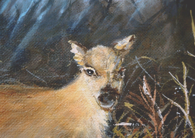 A Doe in the Forest, Orignal Painting, Forest Art - Etsy