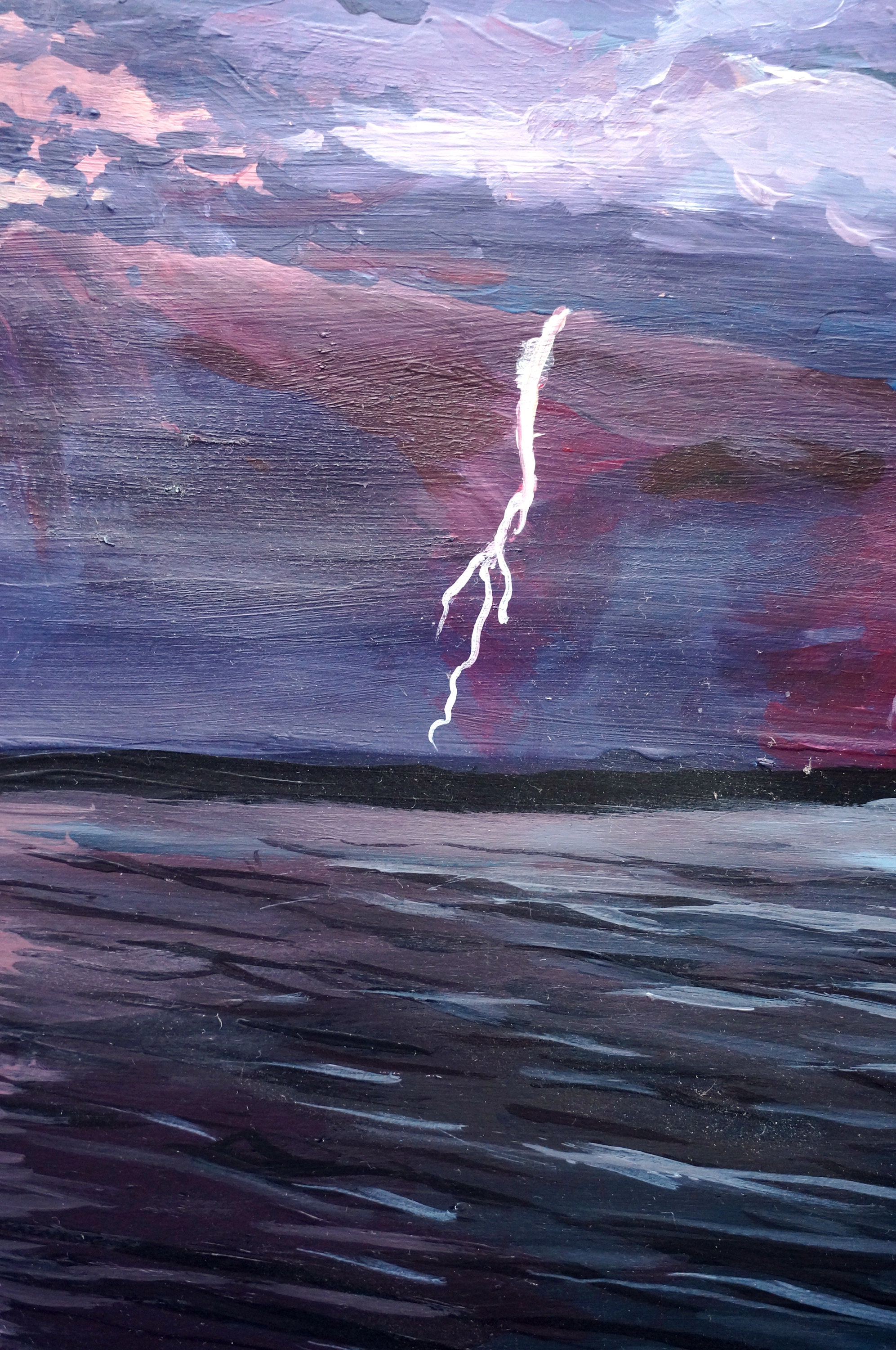 Storm Above the Sea, Original Acrylic Landscape Painting on Paper ...