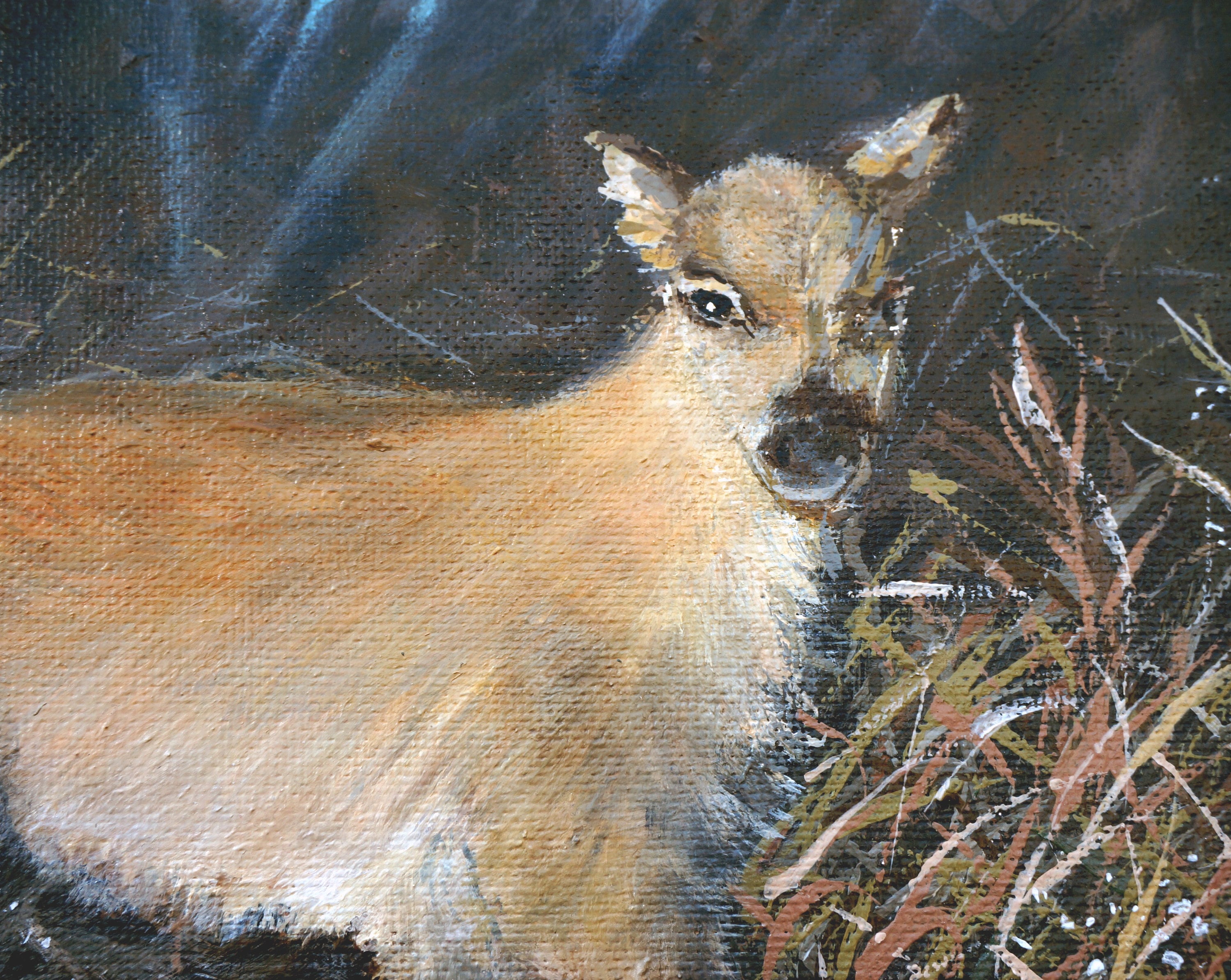 A Doe in the Forest, Orignal Painting, Forest Art - Etsy