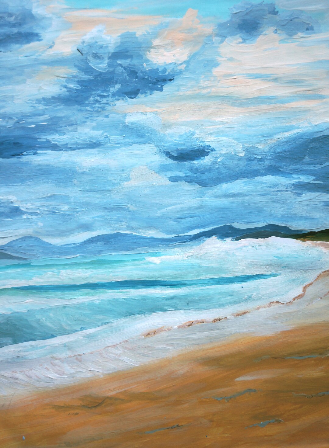 Peaceful Ocean Original Acrylic Painting on Paper - Etsy