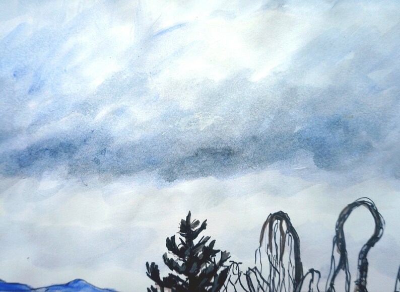 Trees in Endless Land, Original Acrylic Landscape Painting on Paper - Etsy