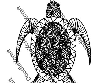 INSTANT DOWNLOAD Coloring Page Turtle Zentangle Inspired, Doodle Art ...
