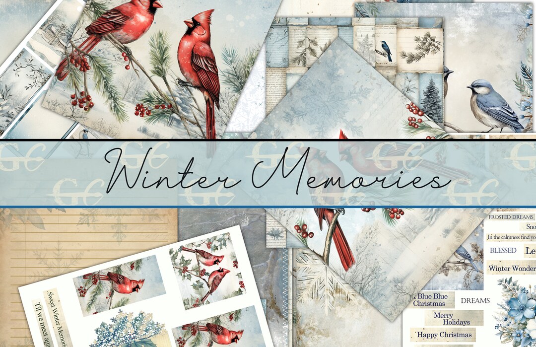Winter Memories: Winter Landscapes, Birds, Snowflakes, Junk Journals ...