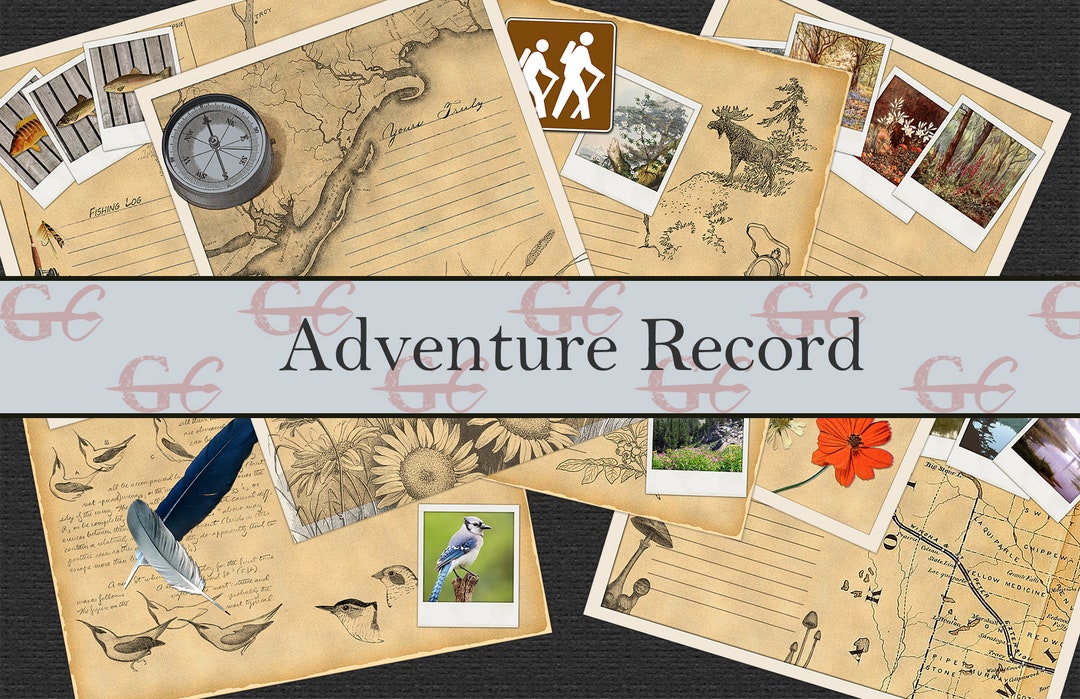 Adventure Record: Printable Crafting Set for Junk Journals, Scrapbooks ...