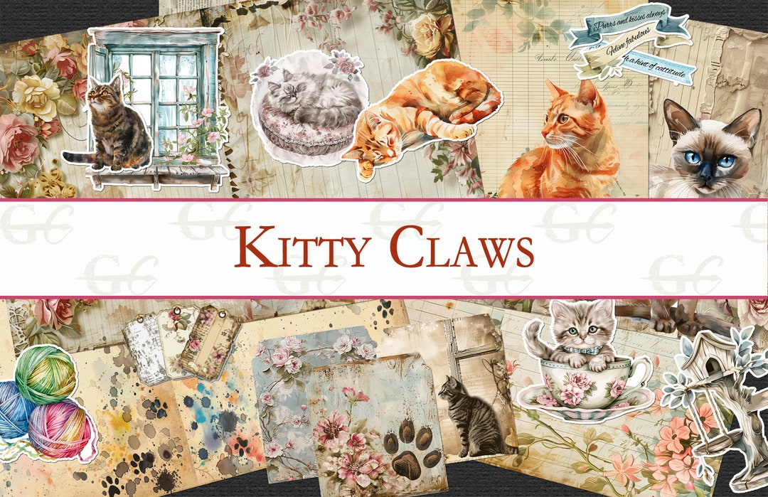 Kitty Claws: Cats and Kittens, Printable Crafting Kit for Junk Journals ...