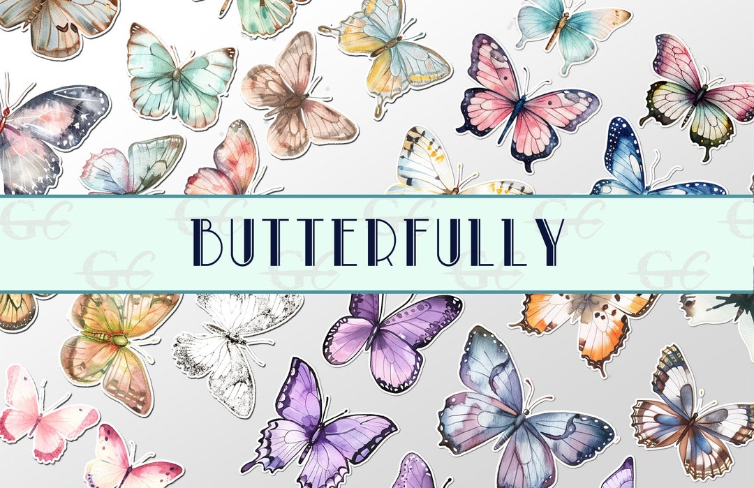 Butterfully: Printable Kit of Ephemera, Stickers, Die Cuts, Fussy Cut ...