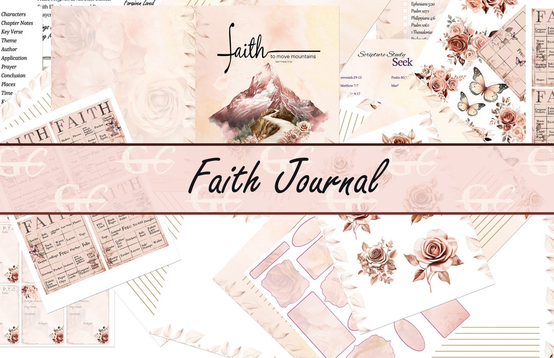 Faith Journal: Faith Journal Set, Rose Gold and Butterflies Printable ...