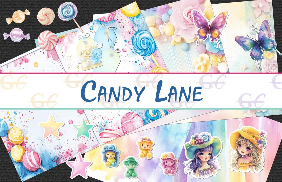 Candy Lane: Printable Crafting Set for Junk Journals, Scrapbooks ...
