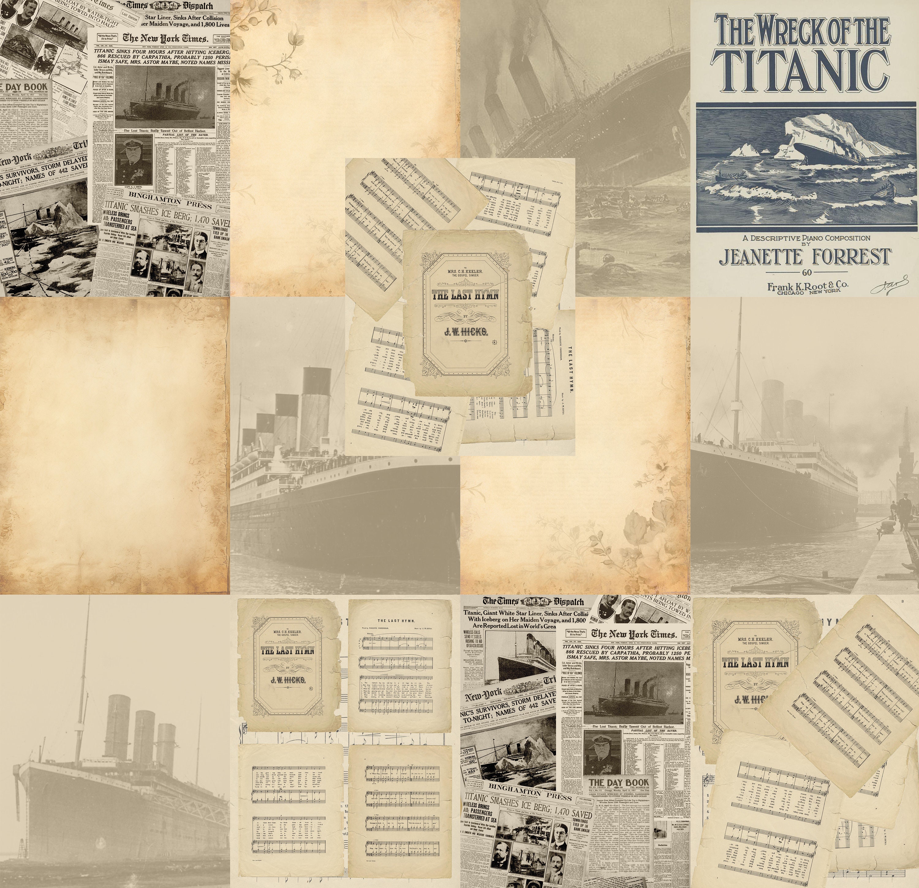 Lost Not Forgotten: Titanic, Vintage, Tragic, Ephemera, Digital Kit ...