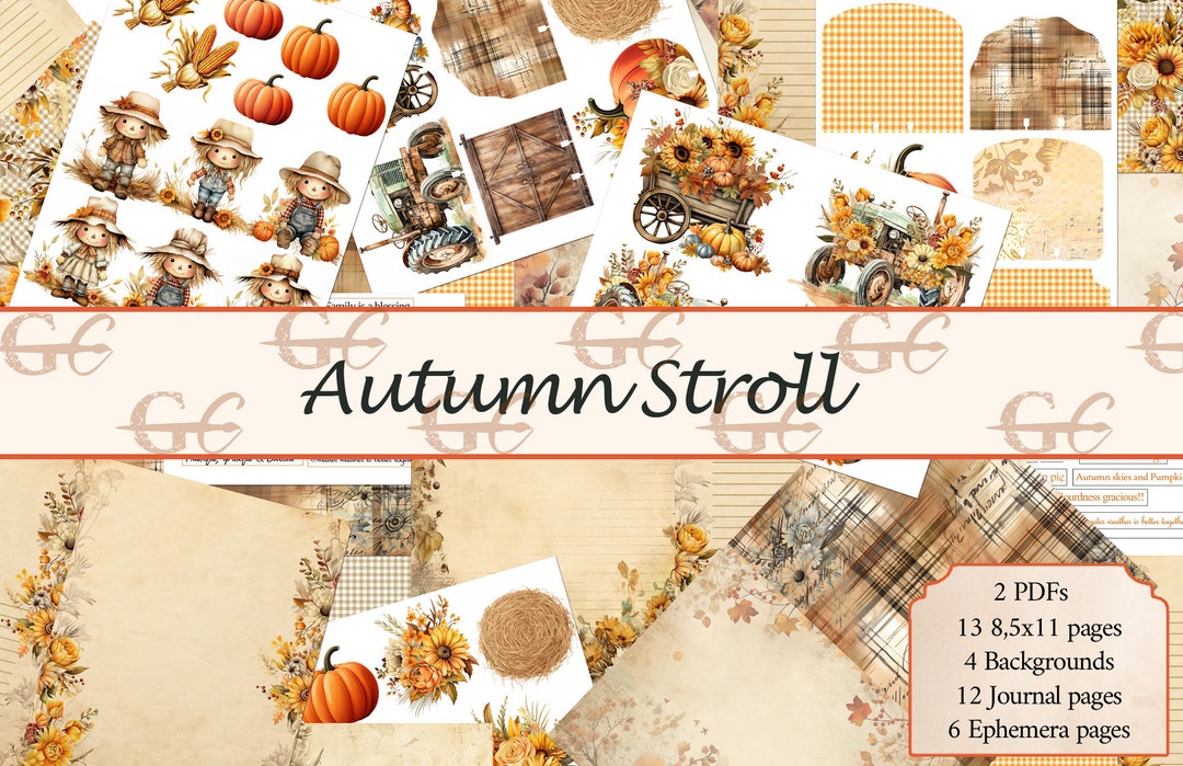 Autumn Stroll : Fall Themed Printable for Scrapbooks, Stationery, Junk ...