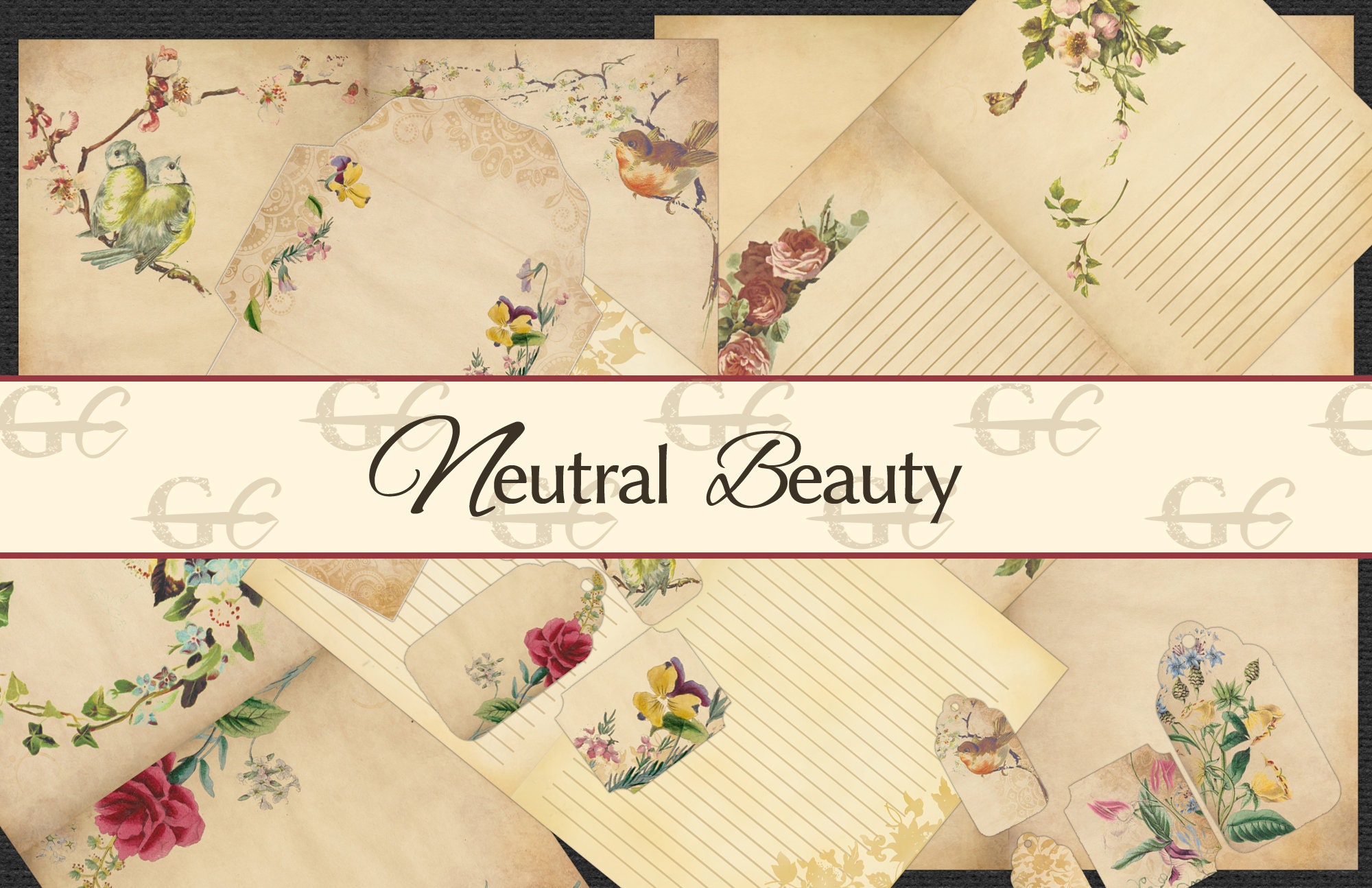 Neutral Beauty: Digital Aged Paper Designs for Junk Journals - Etsy
