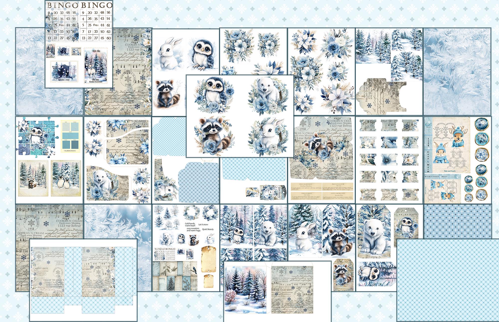 Winter Wonderland Animals Printable Paper Craft Set: Junk Journals ...
