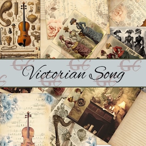 Victorian Song: Digital Victorian Music Themed Design for Junk - Etsy